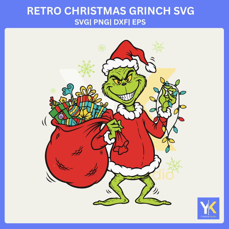 Retro Christmas Grinch PNG | Holiday Clipart (digital Download) - Etsy