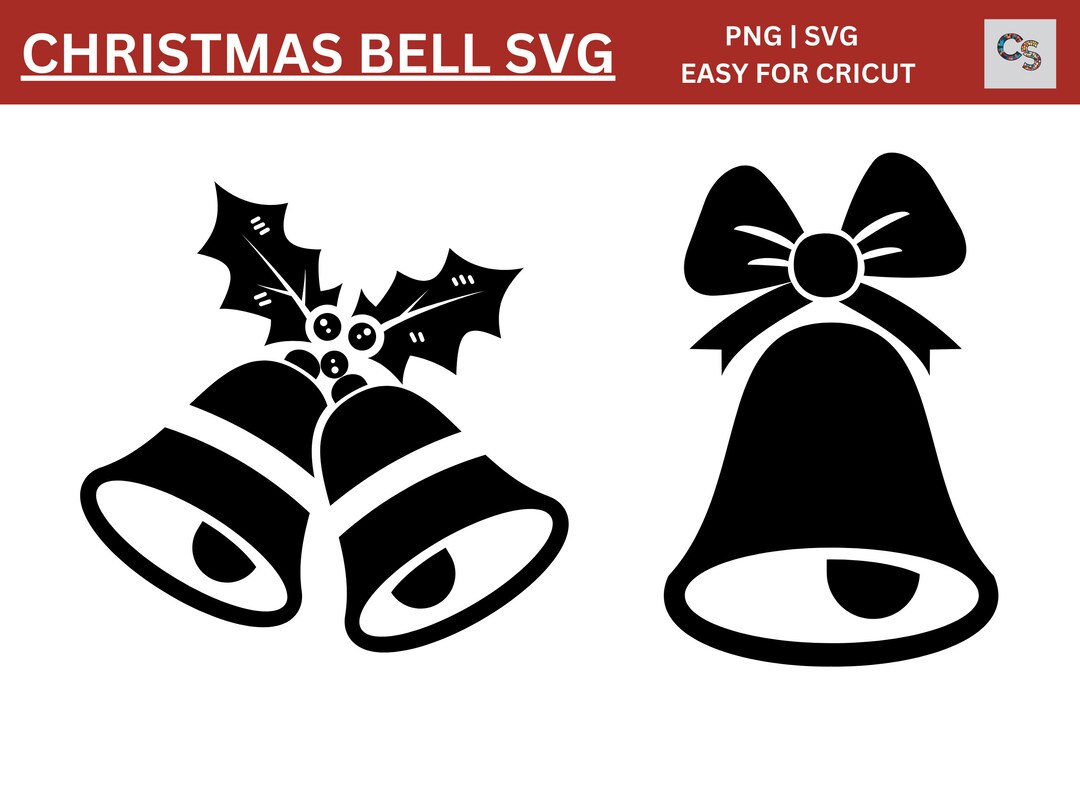 Pack de svg silhouette cloche de Noël de deux - cloche de Noël svg ...