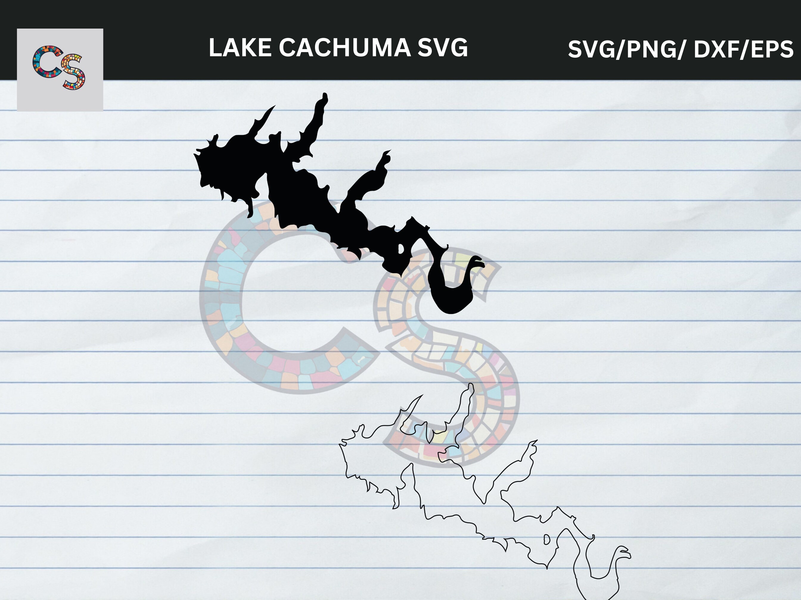 Lake Cachuma Map Outline SVG: Detailed Cartography for Crafts and Decor ...