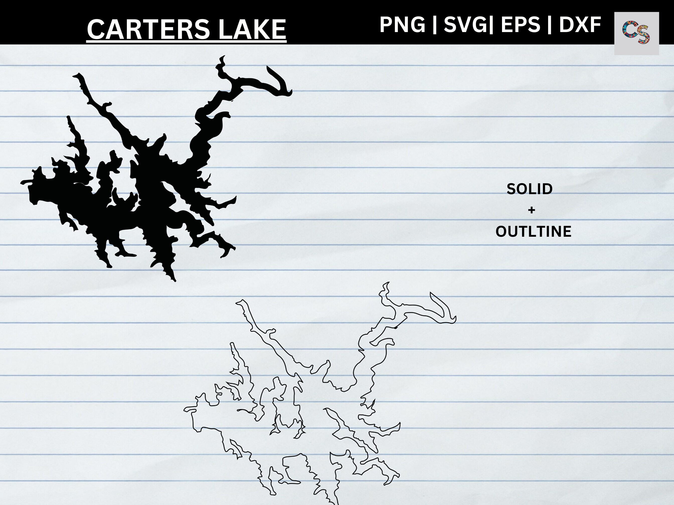 Carters Lake Georgia Vector Map Cut File Print Ready SVG - Etsy