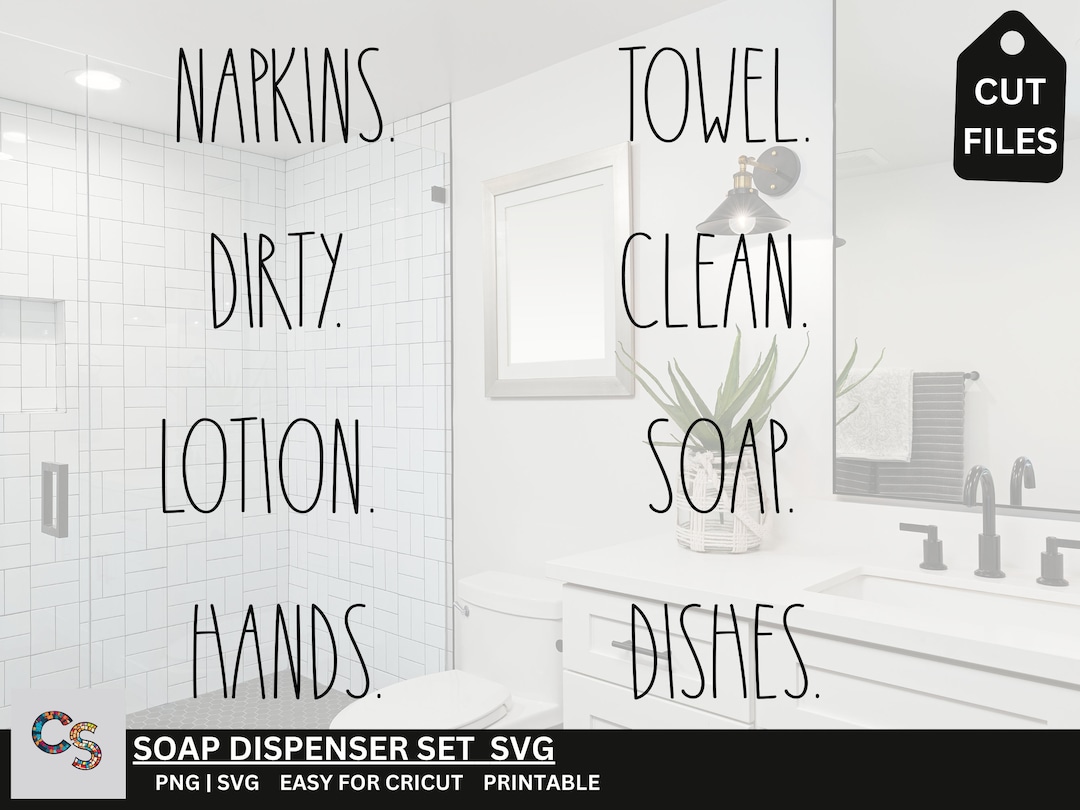 Soap Dispenser Bathroom Word Art SVG Files - Towels, Soaps (PNG, SVG ...
