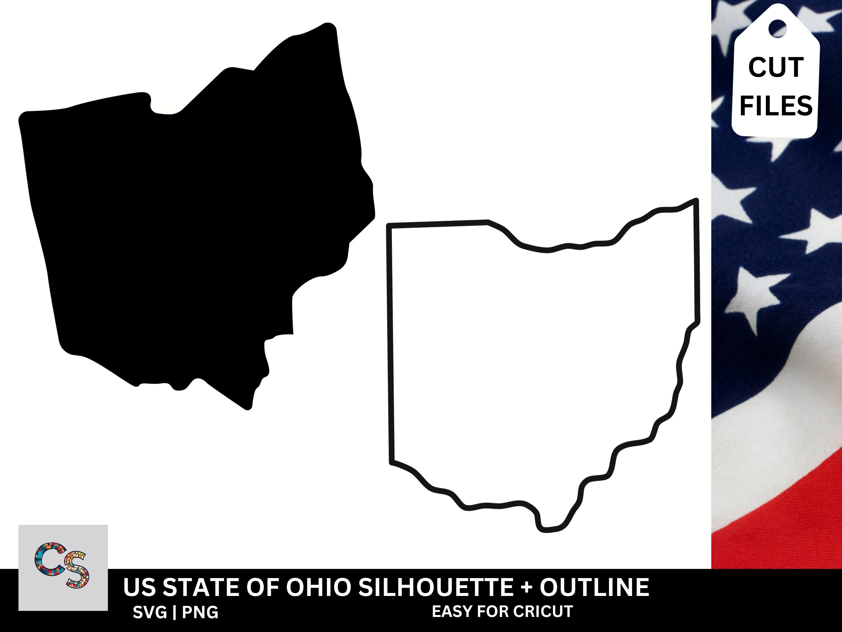 US Ohio State Silhouette and Outline SVG - United States Digital Cut ...