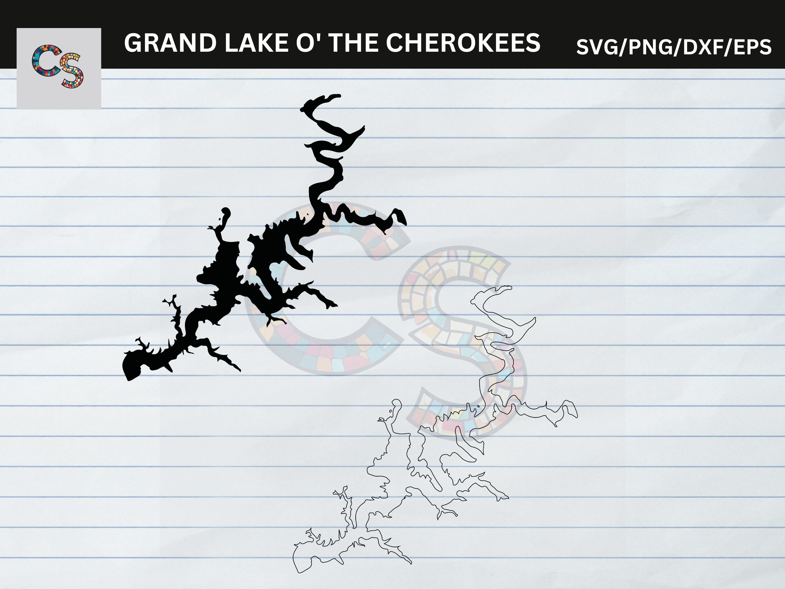 Grand Lake O' the Cherokees SVG Digital File Set - Oklahoma Map for DIY ...