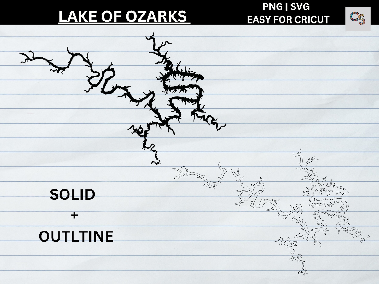 Lake of the Ozarks SVG Missouri Map Vector Graphic - Cut File - Etsy