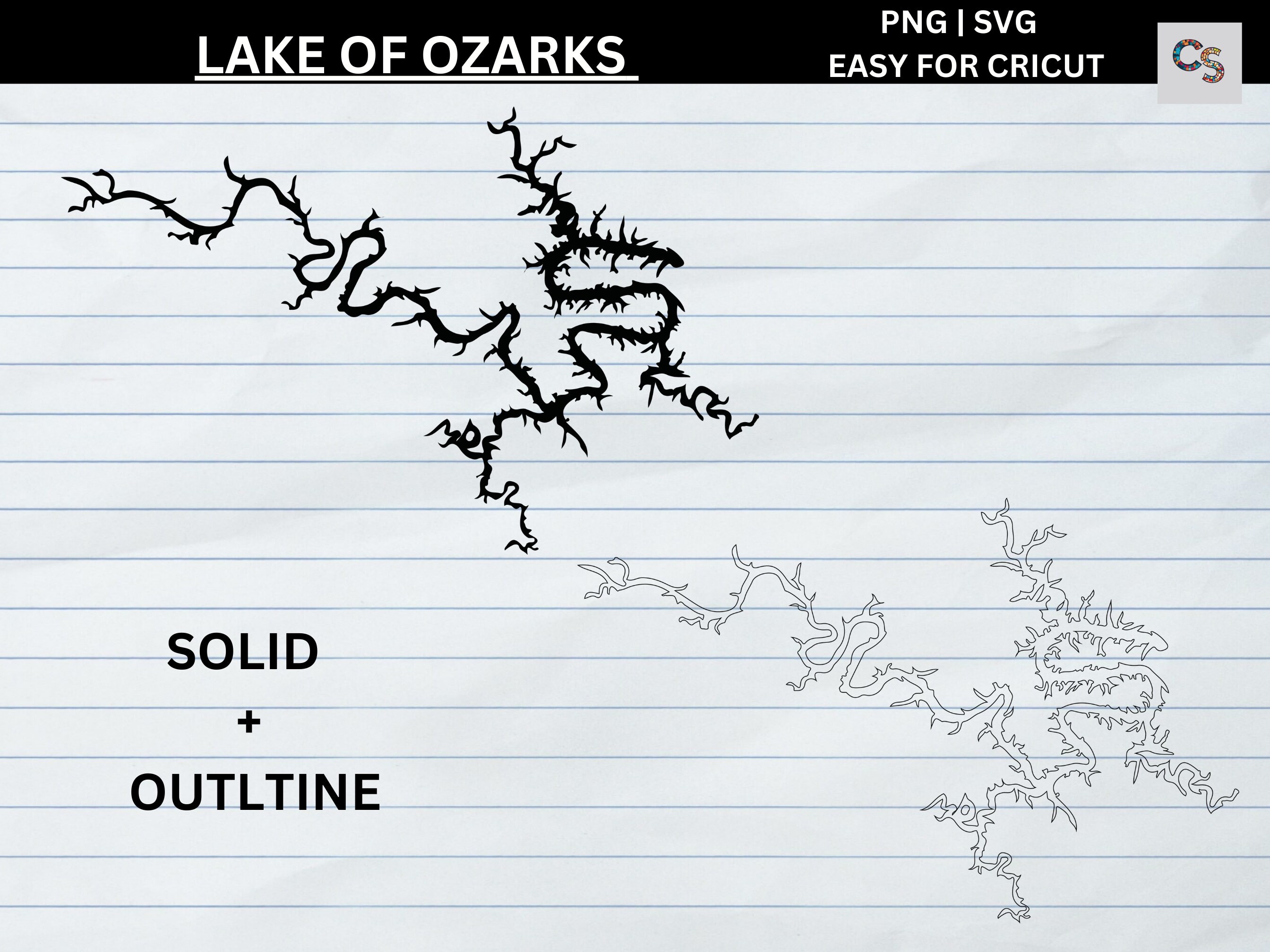 Lake of the Ozarks SVG Missouri Map Vector Graphic - Cut File - Etsy