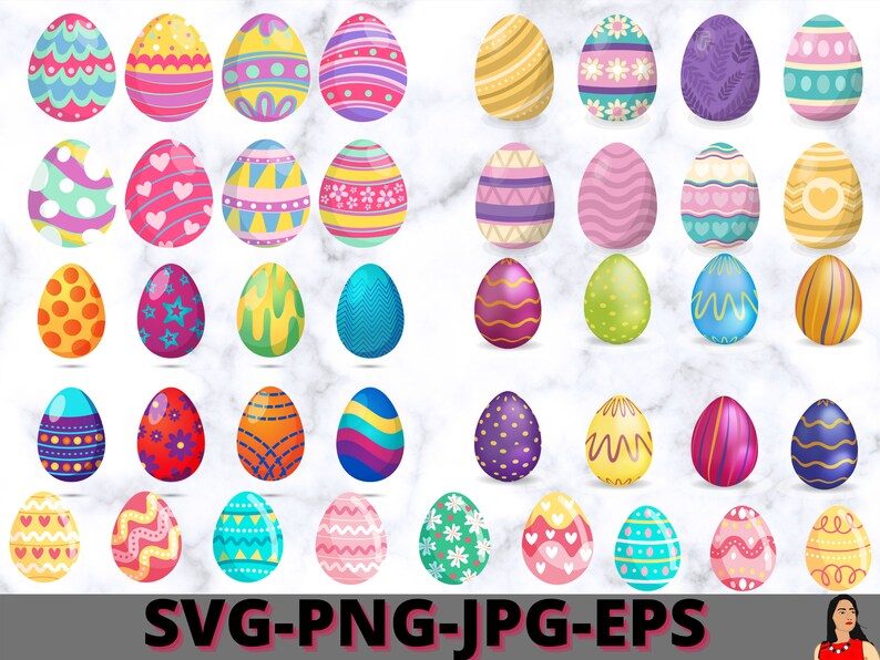 Colorful Easter Egg Clipart Set, Hand-drawn Designs (digital Download ...