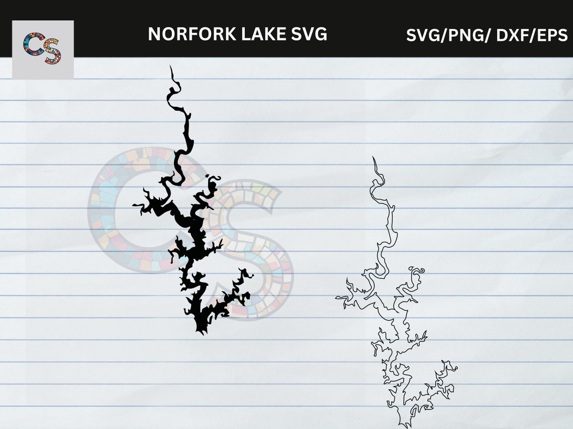 Norfork Lake Vector Graphic Cut File Arkansas Map Print Ready Digital ...