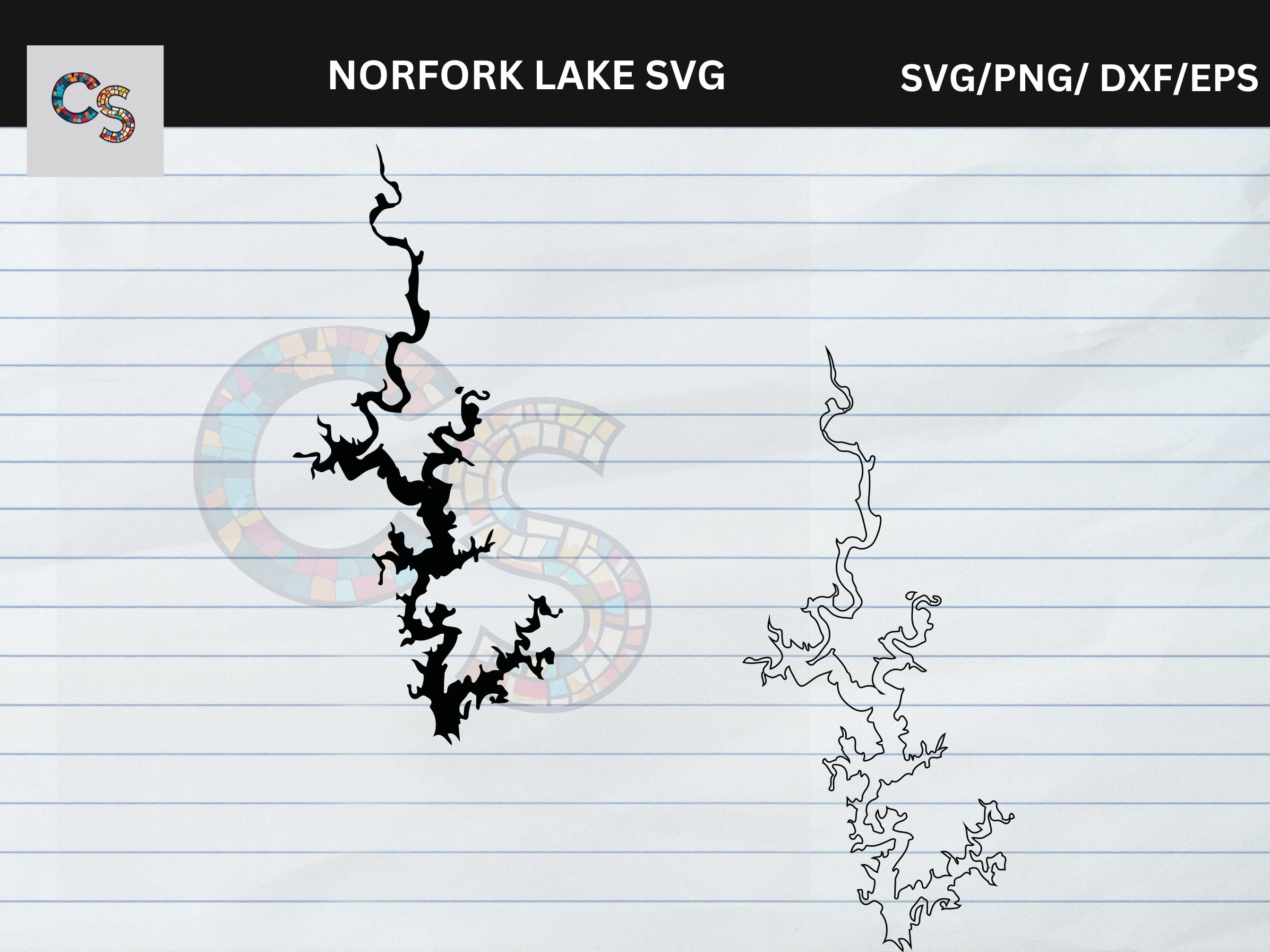 Norfork Lake Vector Graphic Cut File Arkansas Map Print Ready Digital ...