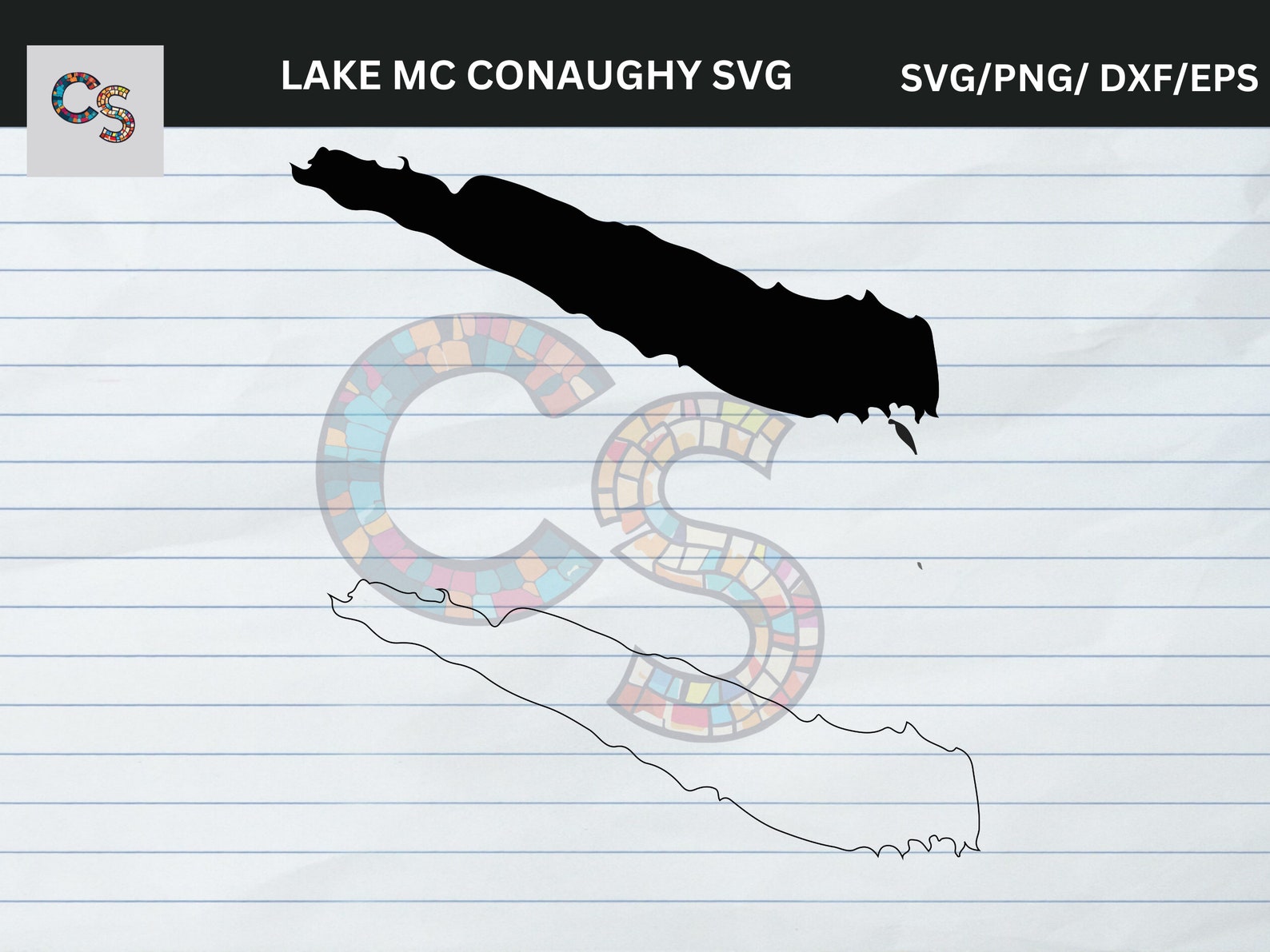 Lake Mcconaughy Map Outline SVG: Detailed Cartography for Crafts and ...