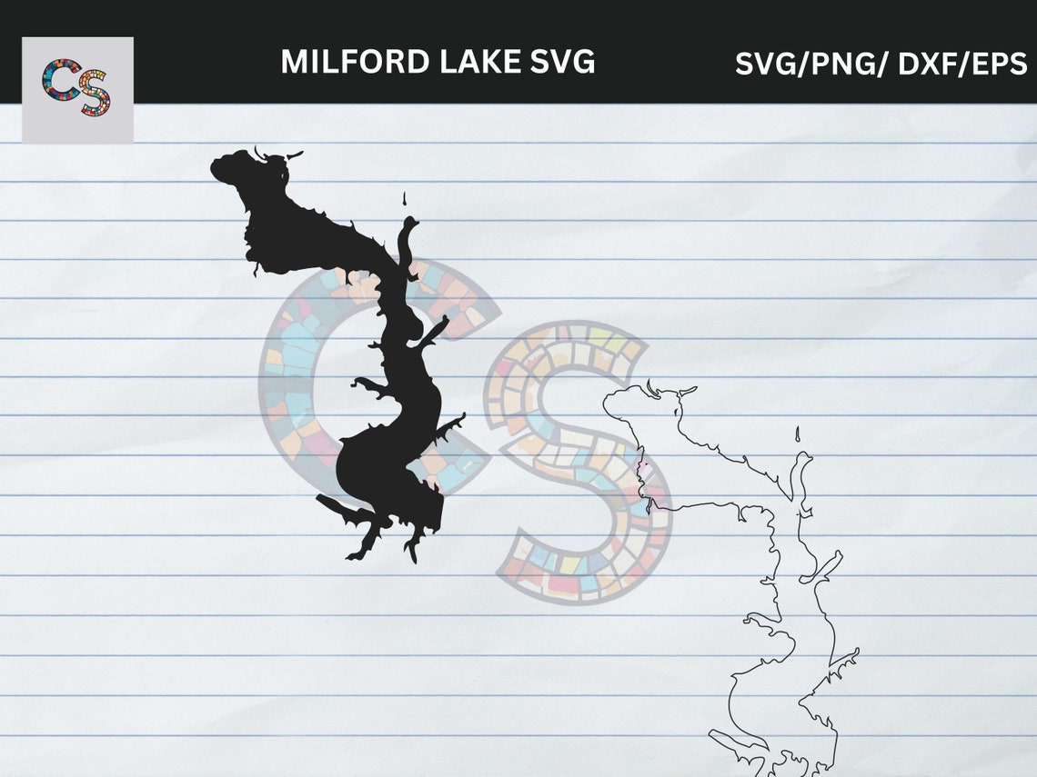 Milford Lake Map Outline SVG: Detailed Cartography for Crafts and Decor ...