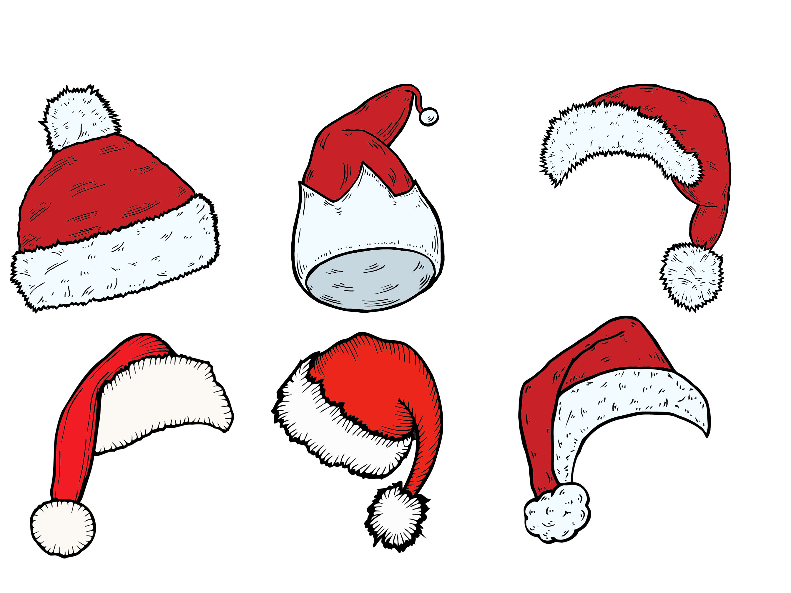 24 Santa Hat SVG Bundle - Christmas Clipart, Santa Cap Vector Set - Etsy