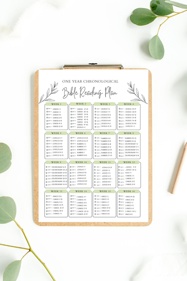 Chronological Bible Reading Planner| Checklist | Bible Study | Bible ...
