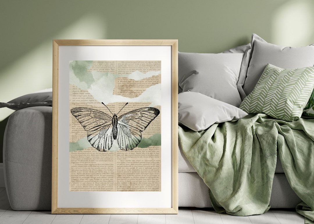 Minimalist Bookworm Wall Art Boho Design Butterfly Wall Art Butterfly ...