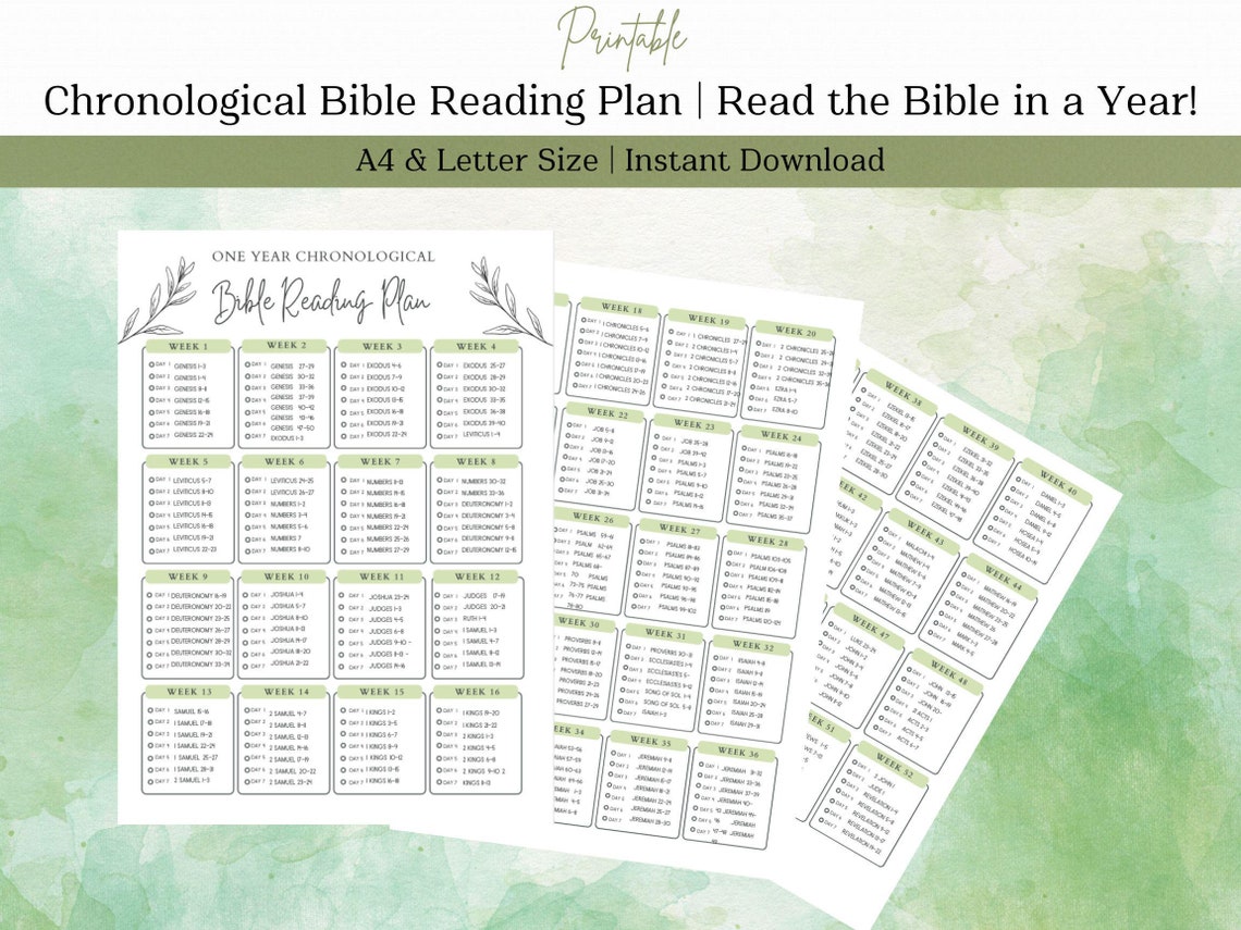 Chronological Bible Reading Planner| Checklist | Bible Study | Bible ...