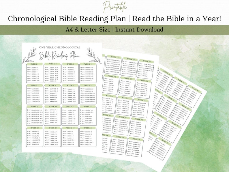 Chronological Bible Reading Planner| Checklist | Bible Study | Bible ...