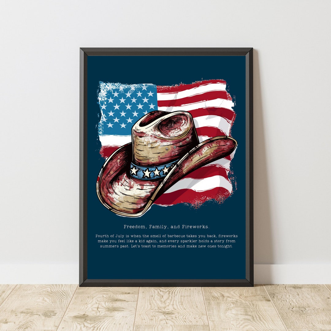 4th of July Printable American Flag Wall Art Print Memorial Day Art ...