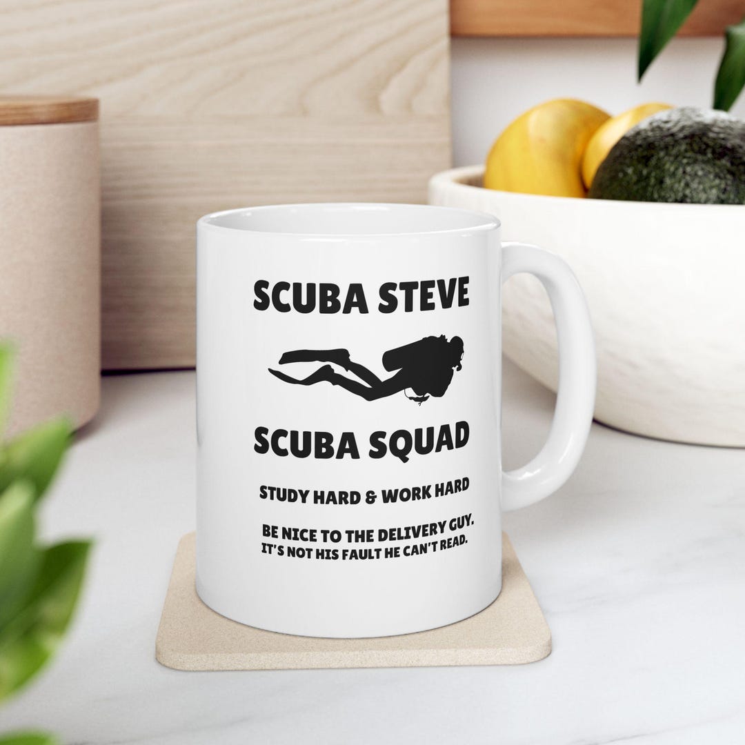 Scuba Steve Scuba Squad Big Daddy Fans Gift Mug, Work Hard and Study ...