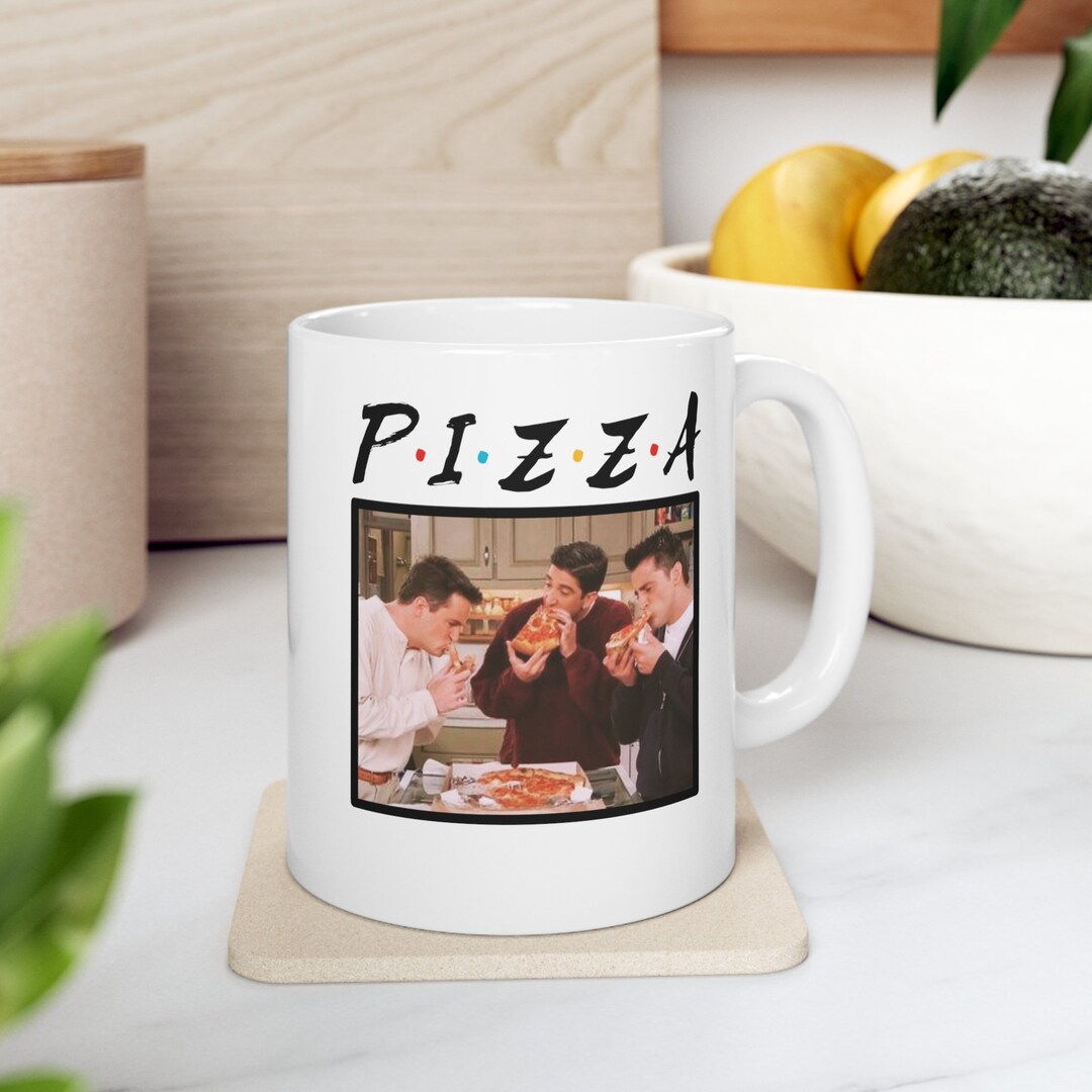 Friends Pizza Party Mug Joey, Chandler, Ross Iconic Scene Coffee Cup - Etsy