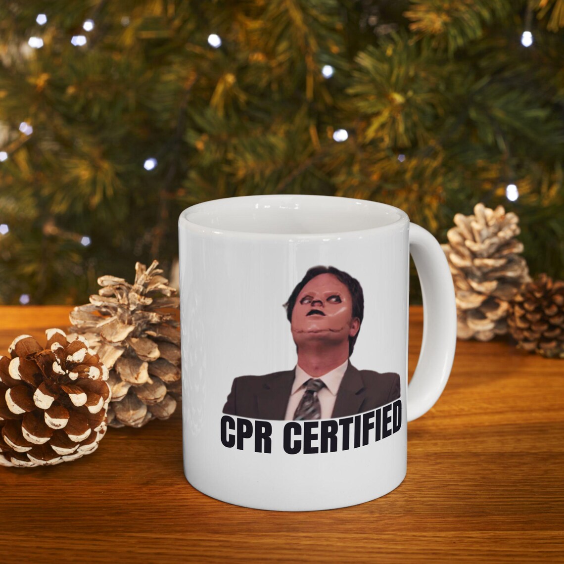 Dwight Schrute 'CPR CERTIFIED' Mug - the Office Inspired Funny Coffee ...