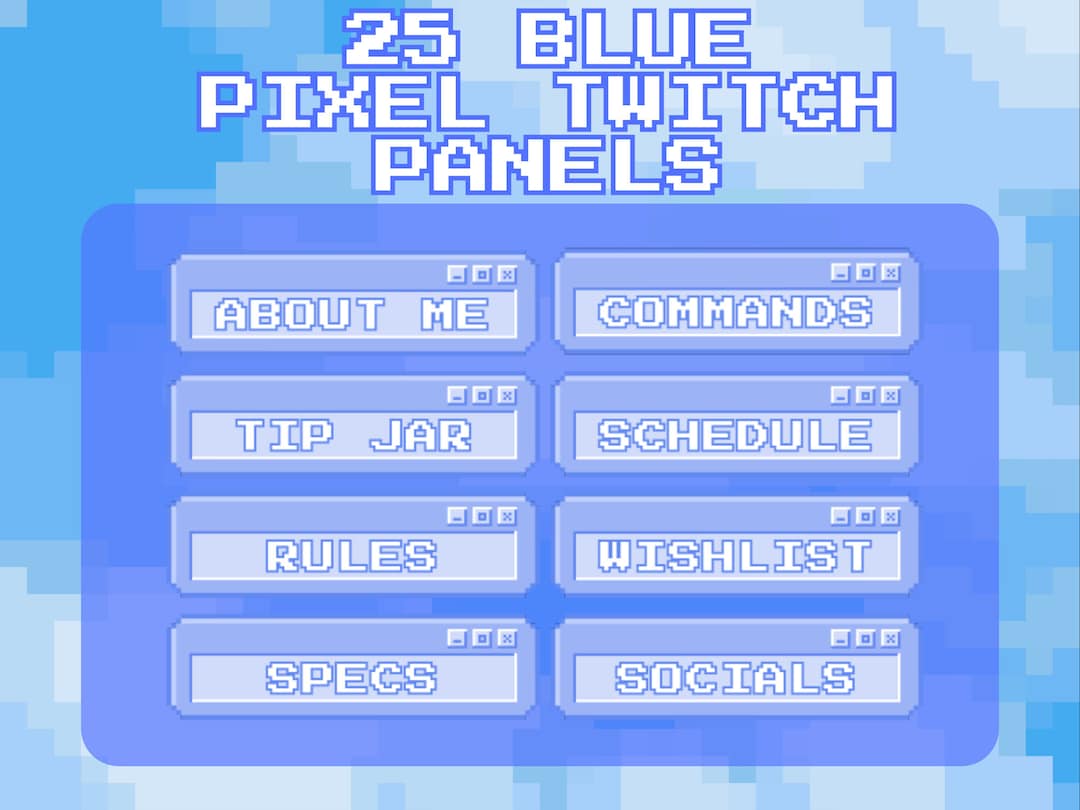 Pastel Blue Pixel Twitch Panels for Streamers Instant Digital Download ...