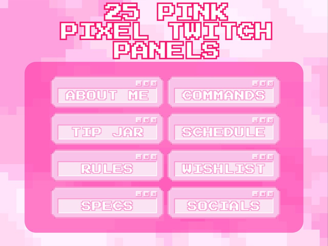 Pastel Pink Pixel Twitch Panels for Streamers Instant Digital Download ...