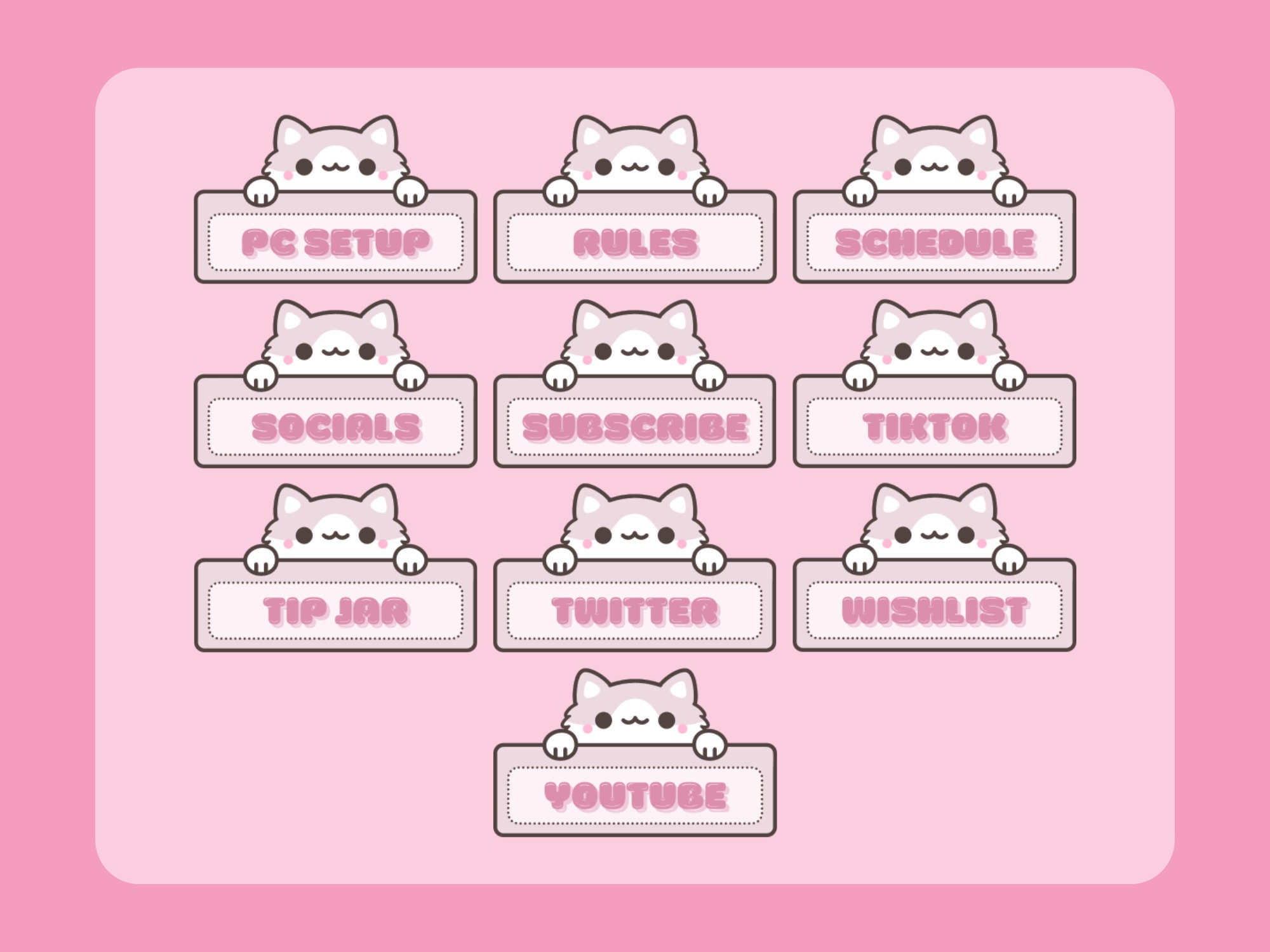 Cute Cat Twitch Panels Instant Digital Download Kawaii Panels for ...