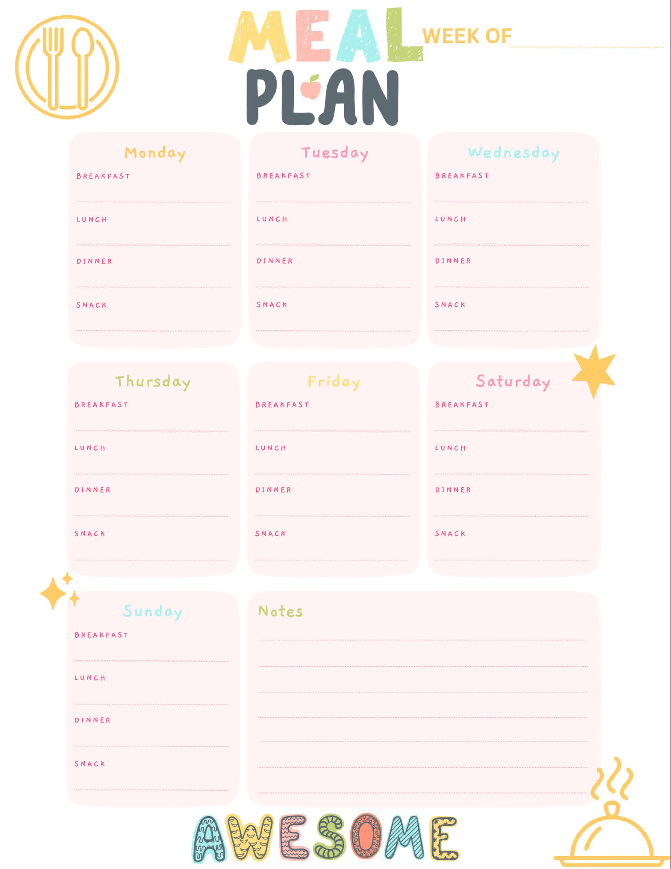 MEAL PLANNER PRINTABLE, Weekly Menu Planner, Weekly Diet Planner, Meal ...