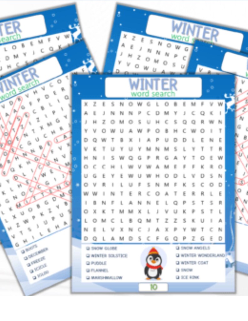 Word Search Game Fun Printable Winter Games Wintertime Activities for ...