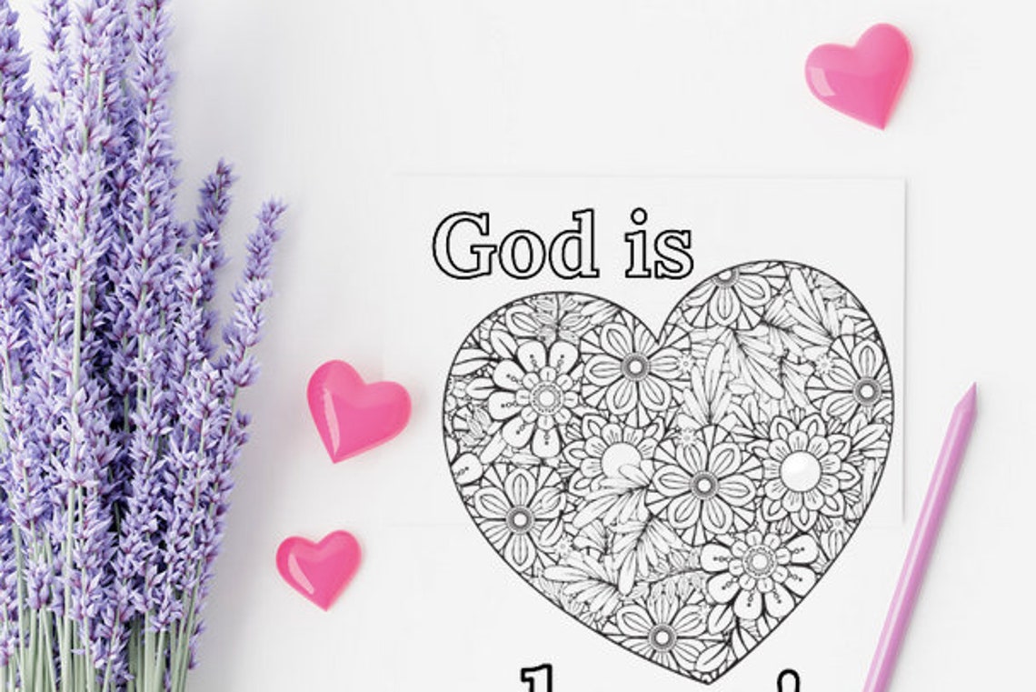 Digital Download - Religious Coloring Page - God is Love - Etsy