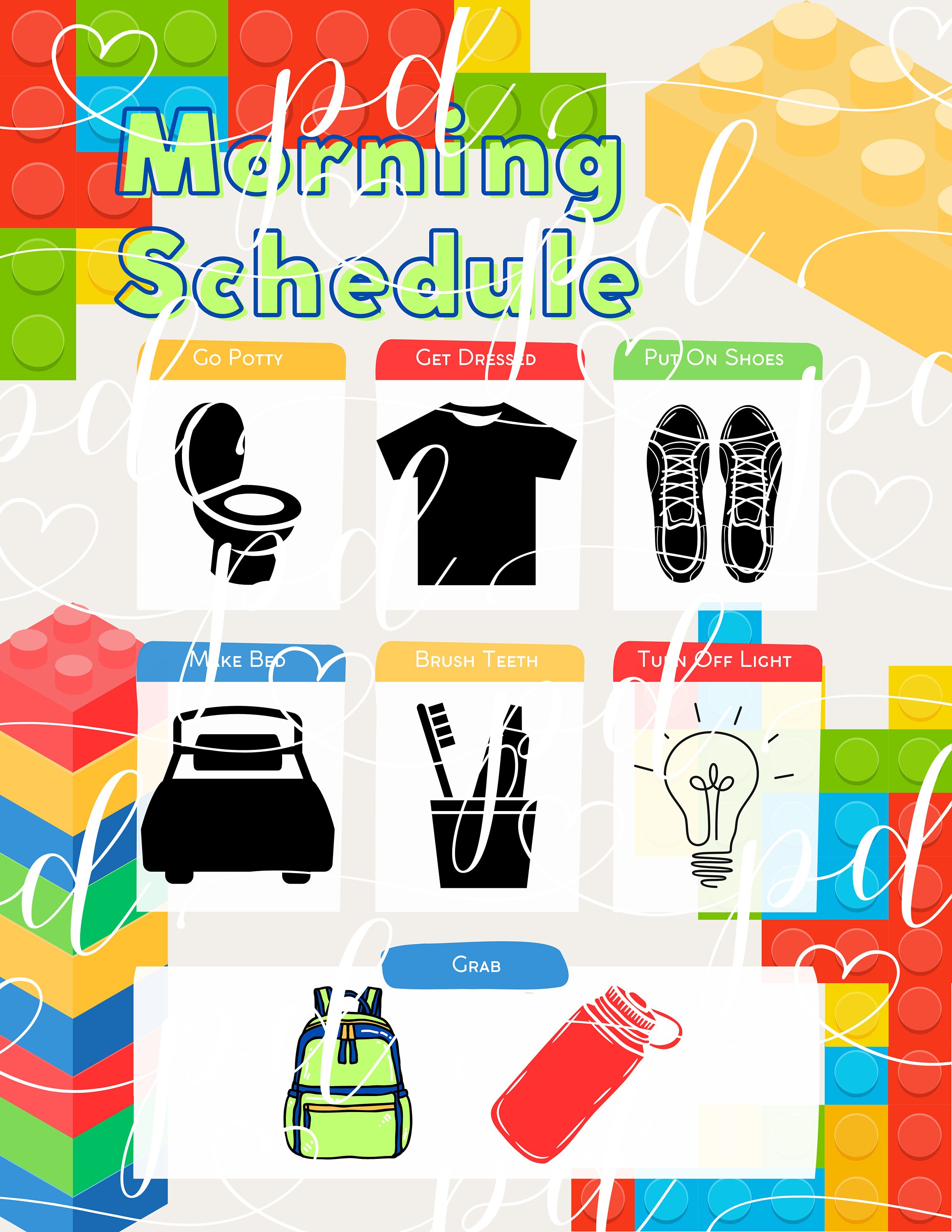 Digital Building Bricks Visual Morning Routine - Etsy