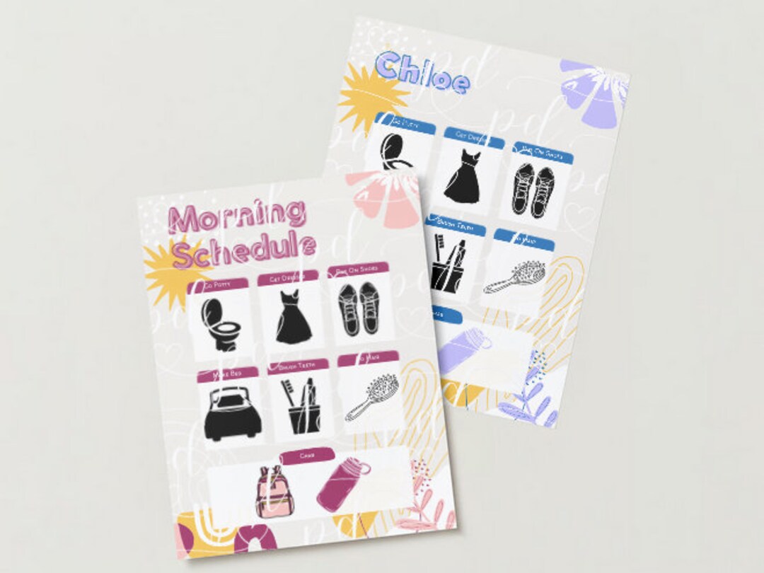 Digital Pink Visual Morning Routine - Etsy