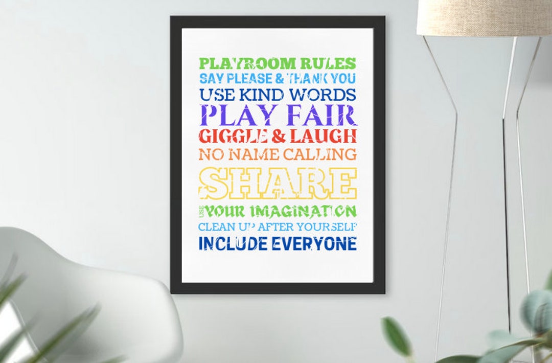 Customizable Playroom Rules - Kid's Playroom Graphic Word Art Print - Etsy