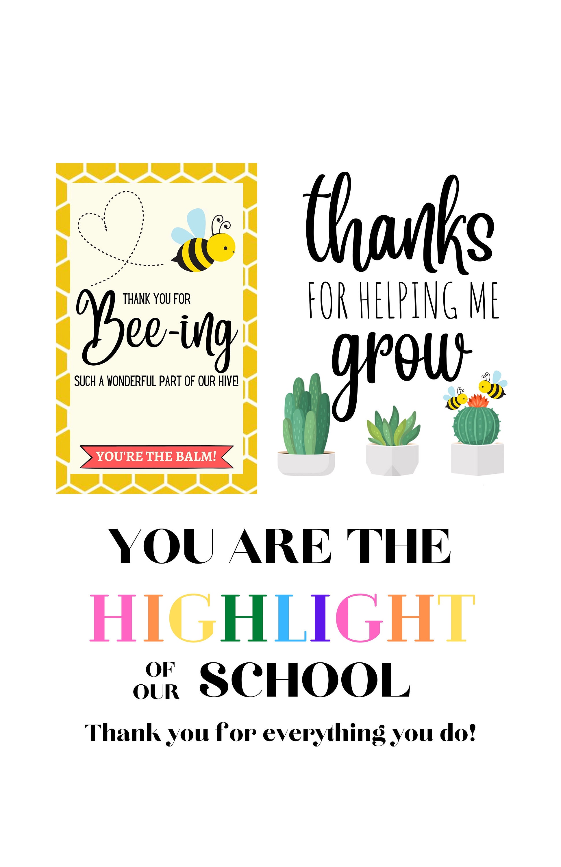 Bee Themed Teacher Appreciation Week Kit Forms and Gift Tags - Etsy