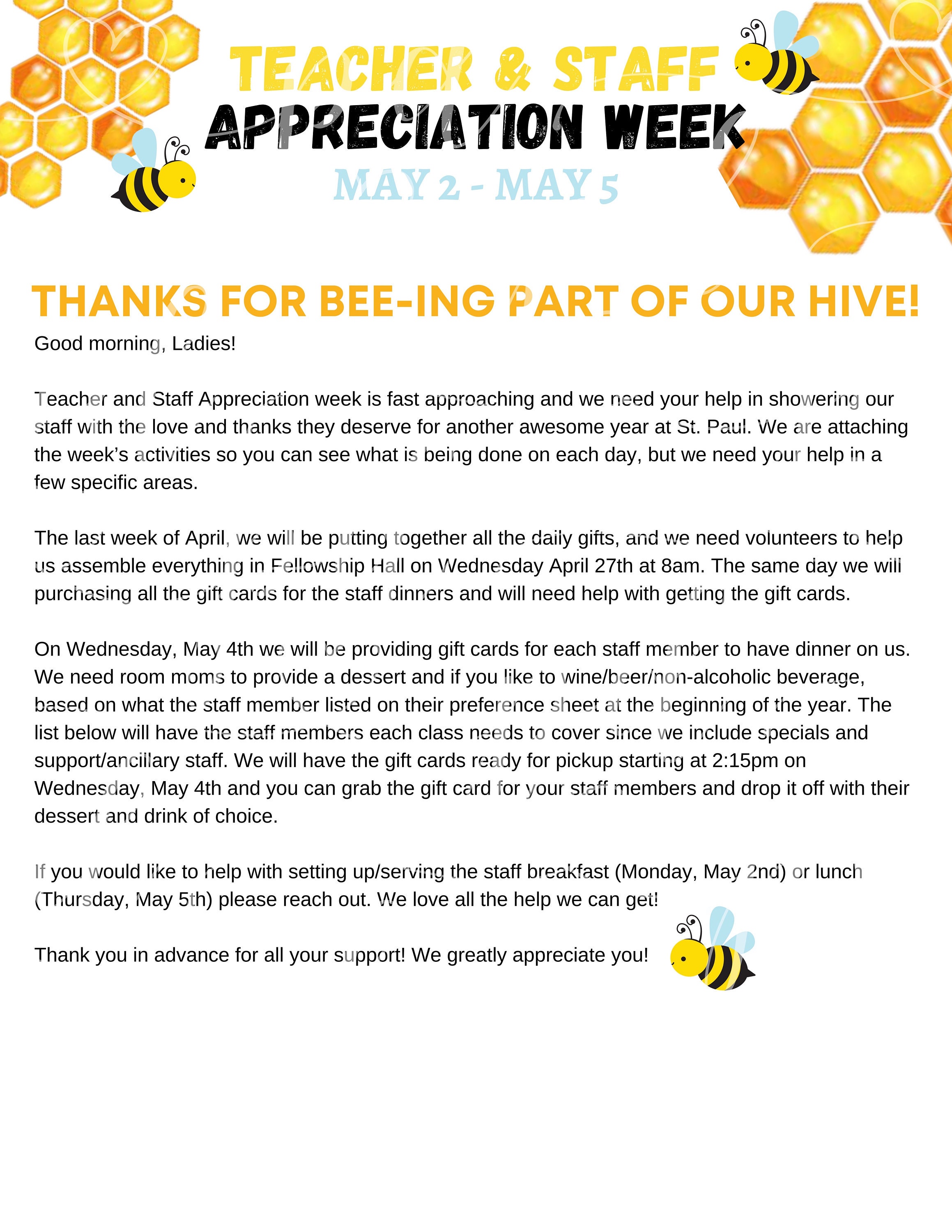 Bee Themed Teacher Appreciation Week Kit Forms and Gift Tags - Etsy