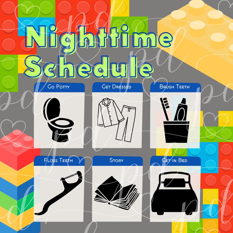 Customizable Digital Building Bricks Visual Nighttime Routine - Etsy