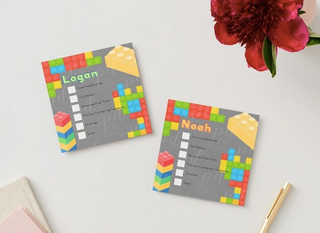 Customizable Digital Building Bricks Children's Bedtime Schedule - Etsy