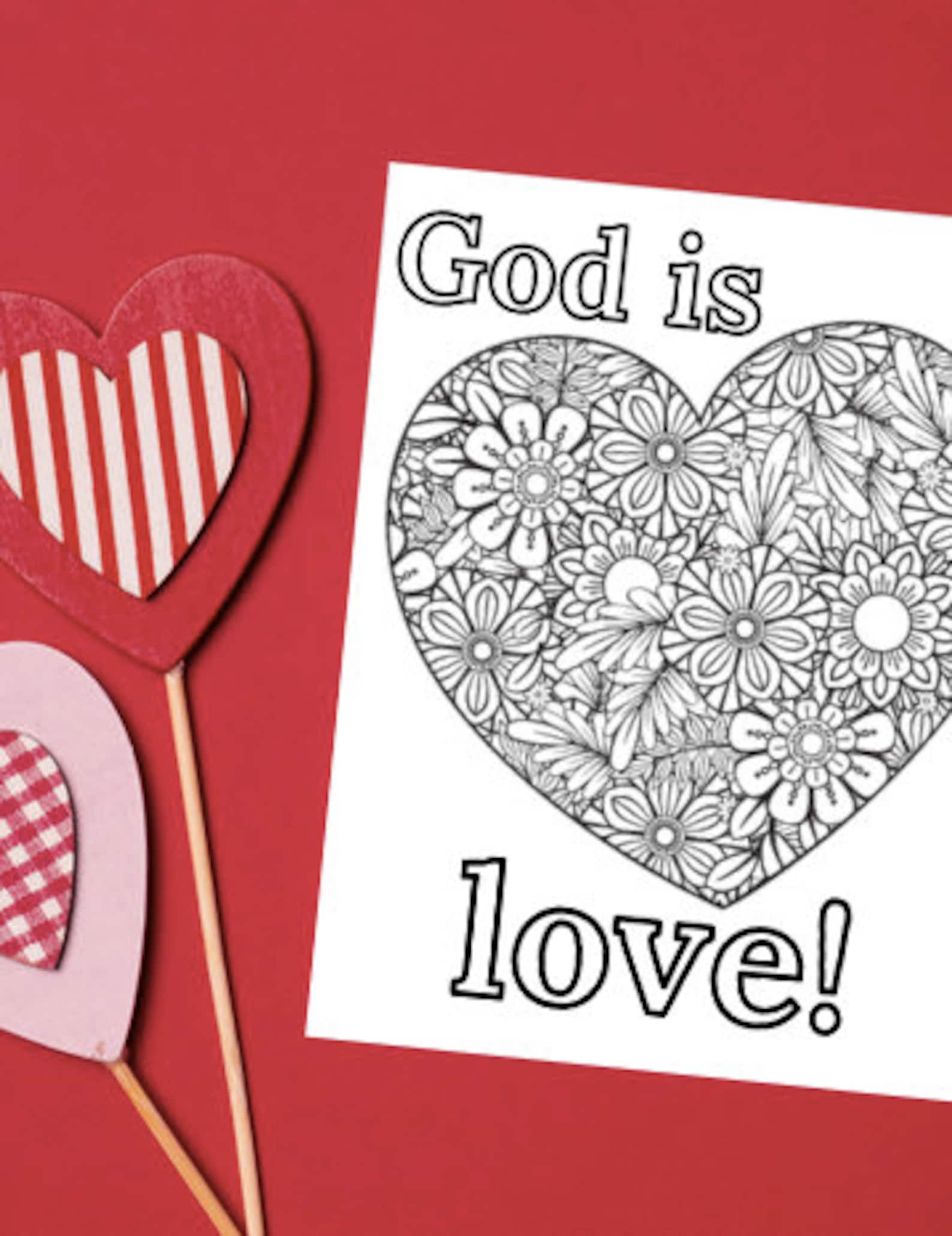 Digital Download - Religious Coloring Page - God is Love - Etsy