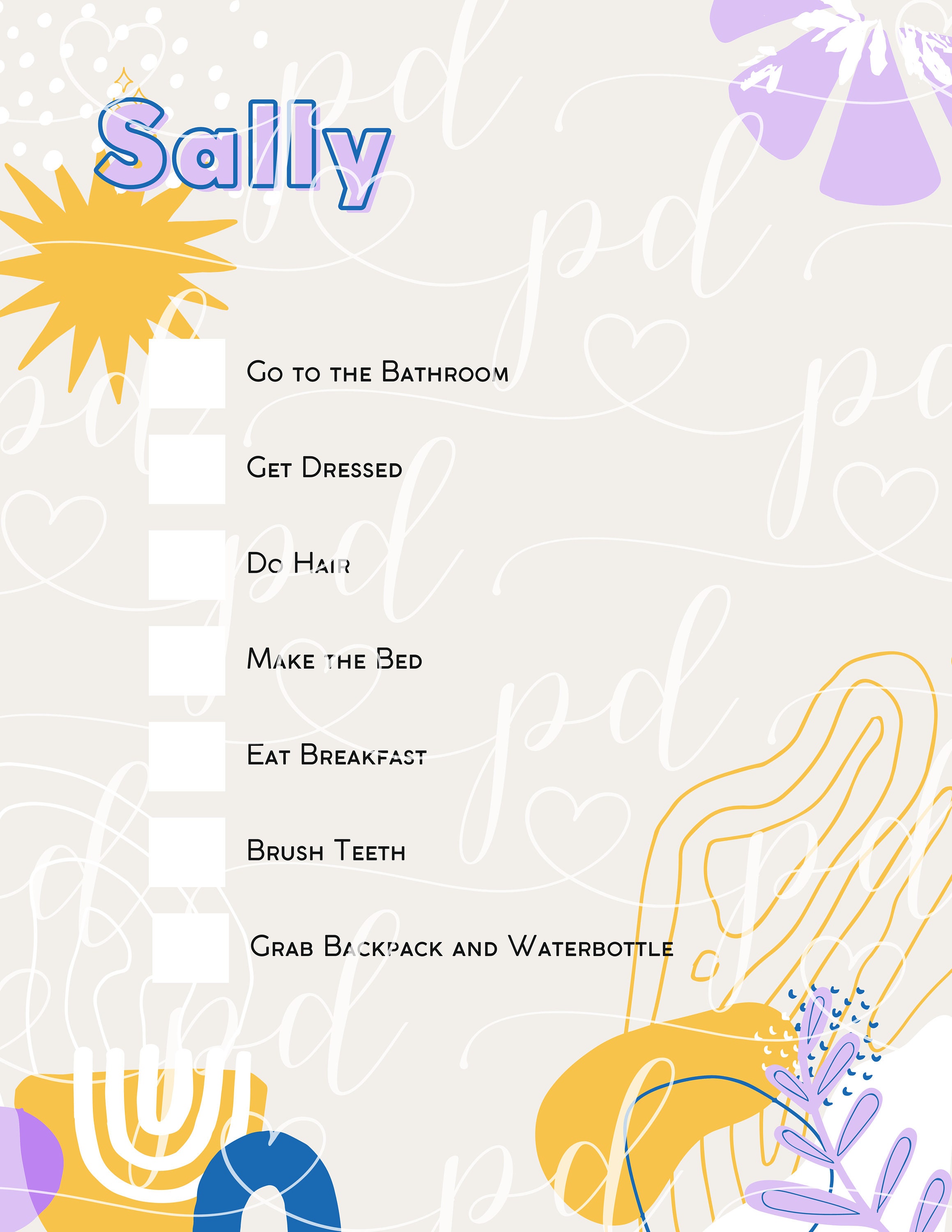 Customizable Digital Pink Floral Children's Morning Schedule - Etsy