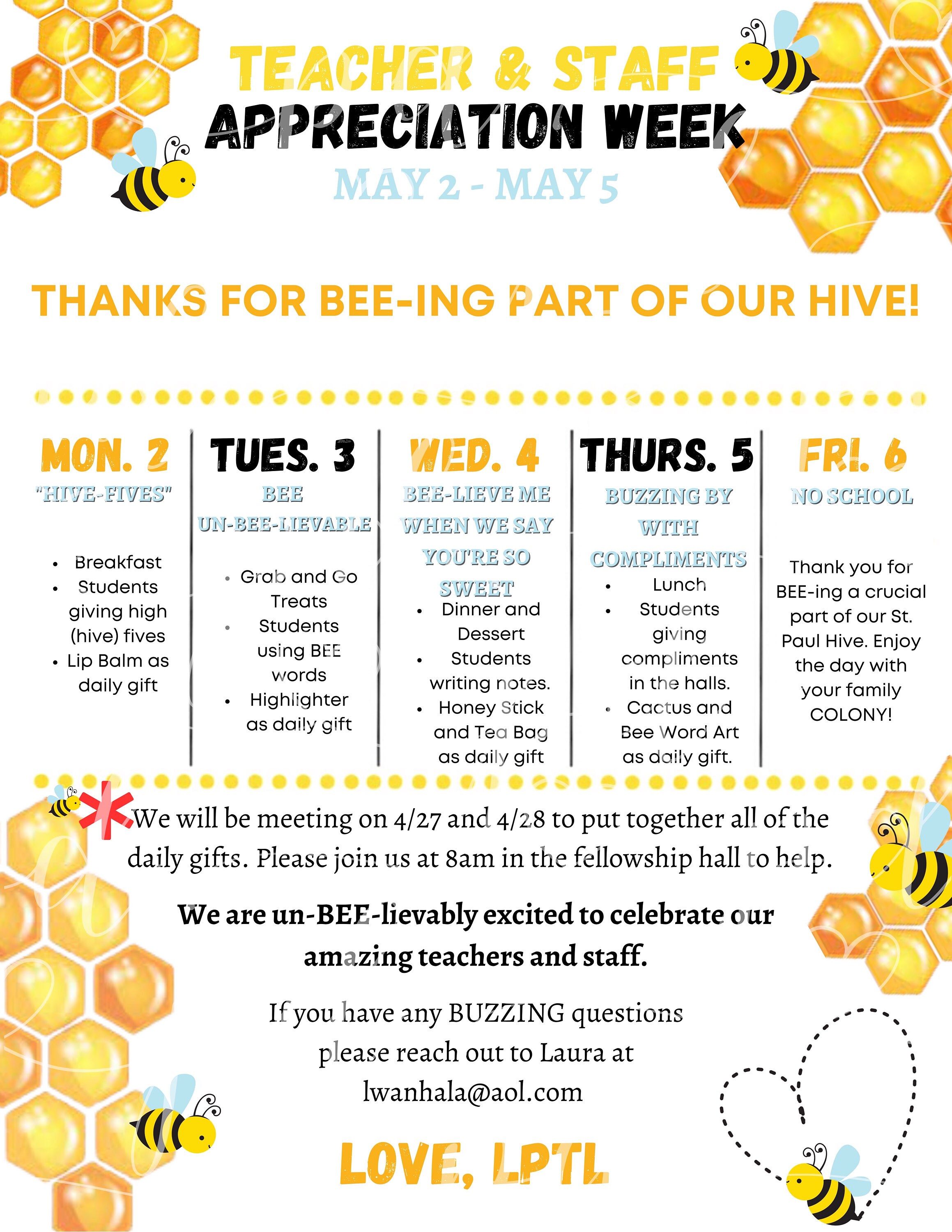 Bee Themed Teacher Appreciation Week Kit Forms and Gift Tags - Etsy