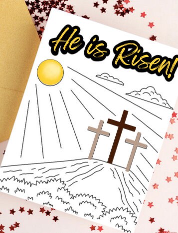 Digital Download - Religious Coloring Page - Easter - He is Risen - Etsy