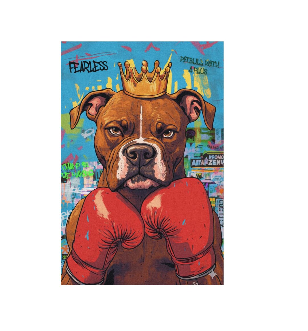 Pitbull Boxer Crown Digital Print Instant Download | Pop Art Dog Street ...