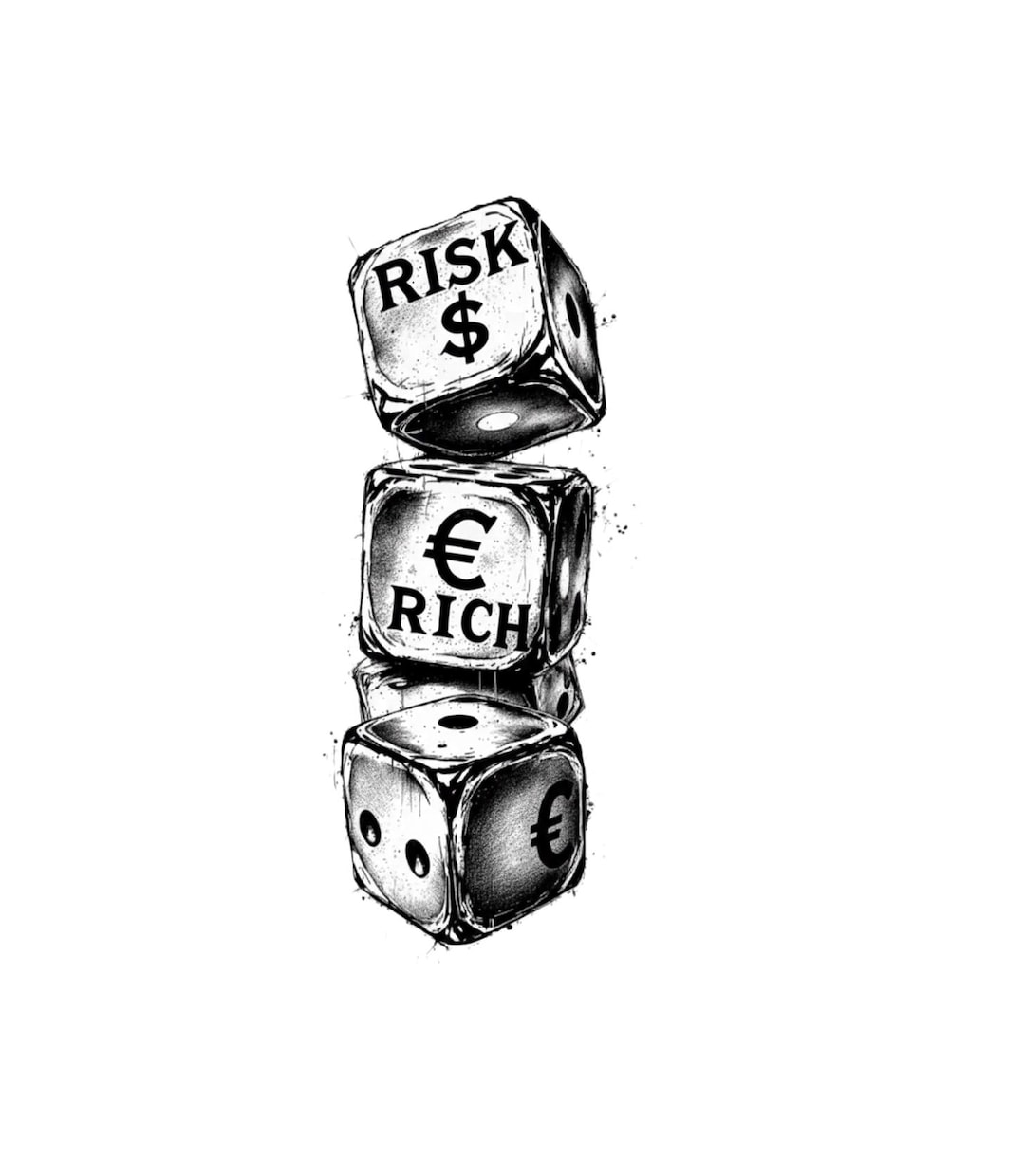 Risk Rich Dice Logo PNG for T Shirt Printing, Money Quote Graphic ...