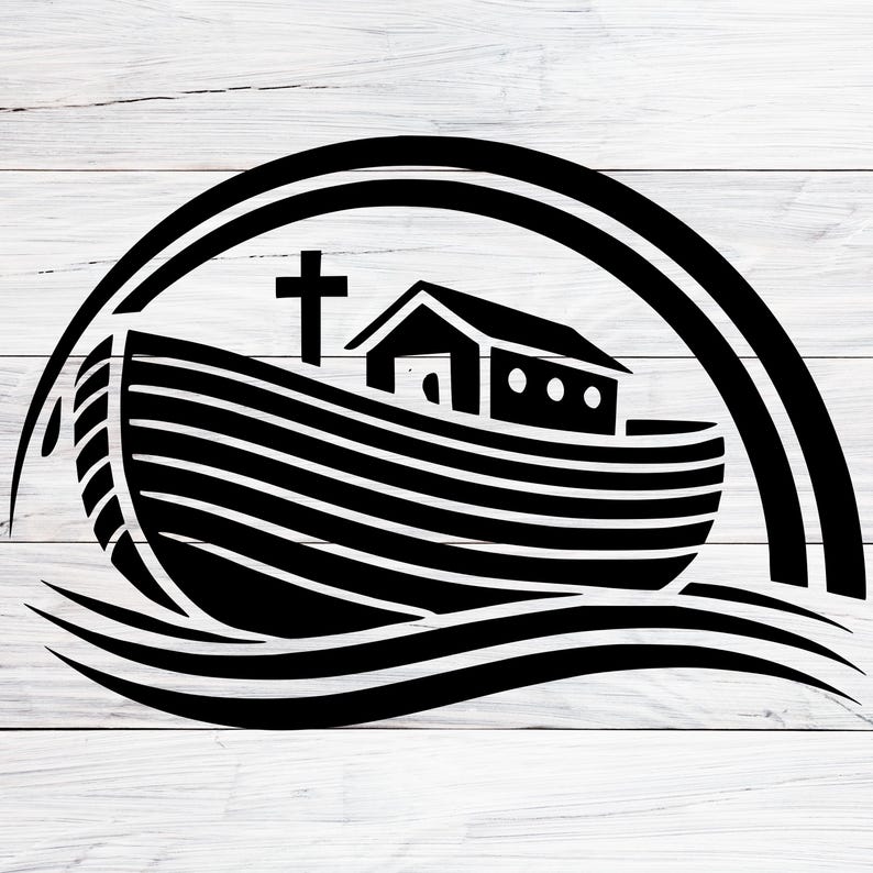 Noah's Ark SVG, Christian Symbol of Hope and Faith, Rainbow and Ark ...