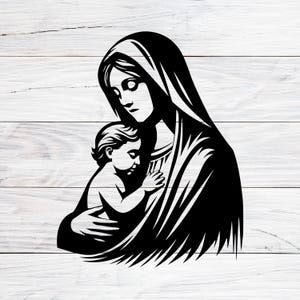 Virgin Mary and Infant Jesus Svg for Cricut, Instant Download Svg, Png ...
