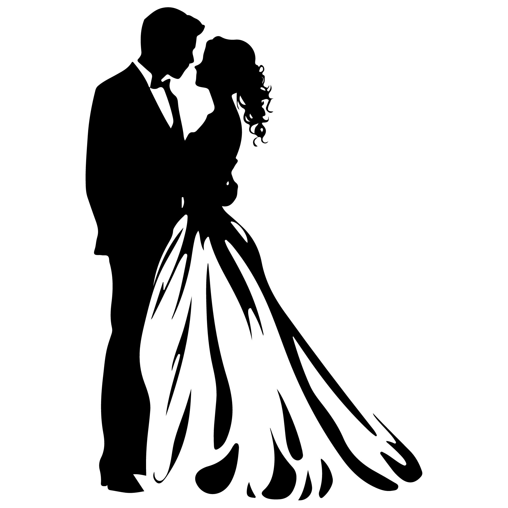 Bride and Groom Silhouette Svg, Wedding Invitation, Wedding Couple ...