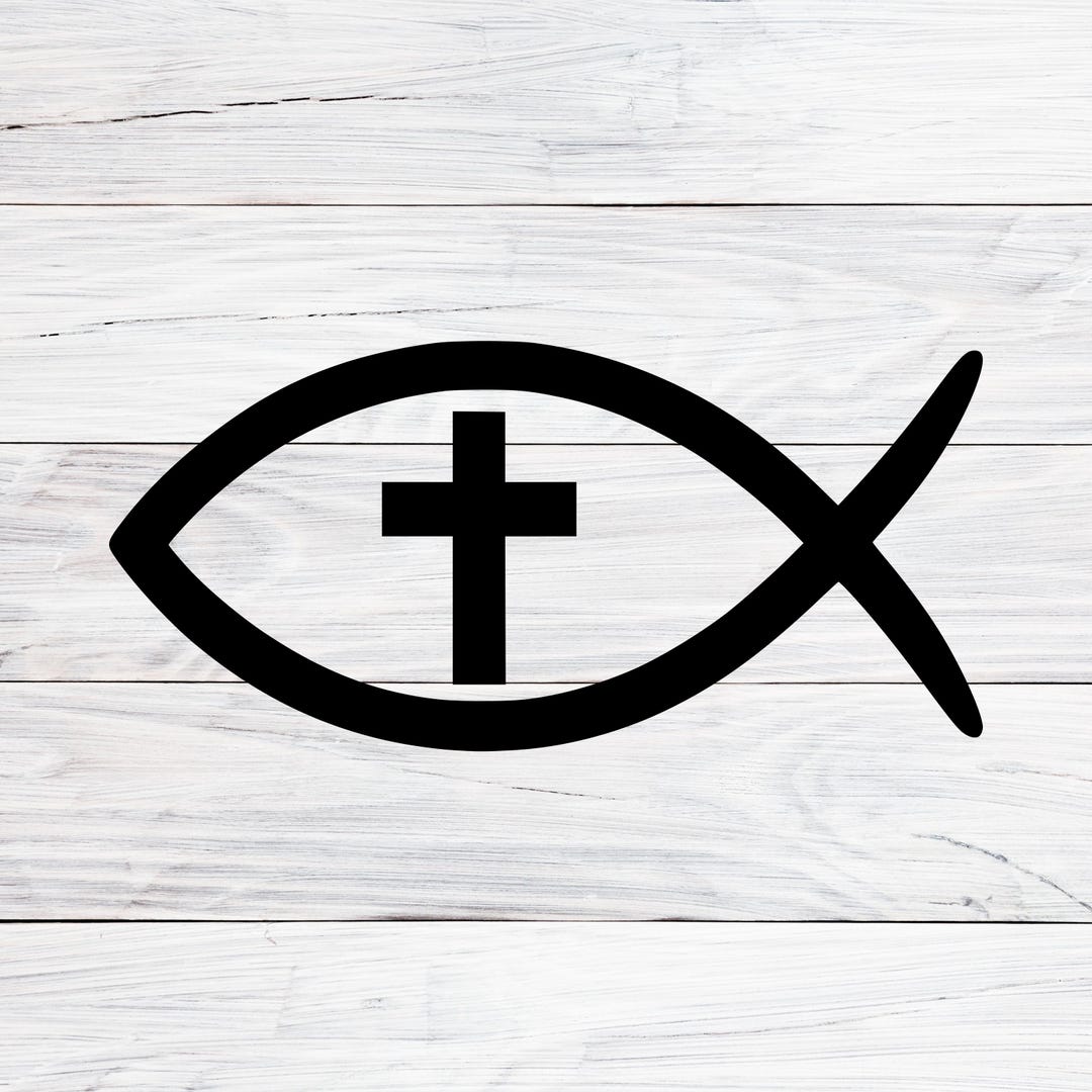 Christian Fish Symbol Svg, Png, Dxf, Minimal Ichthys Cross Silhouette ...