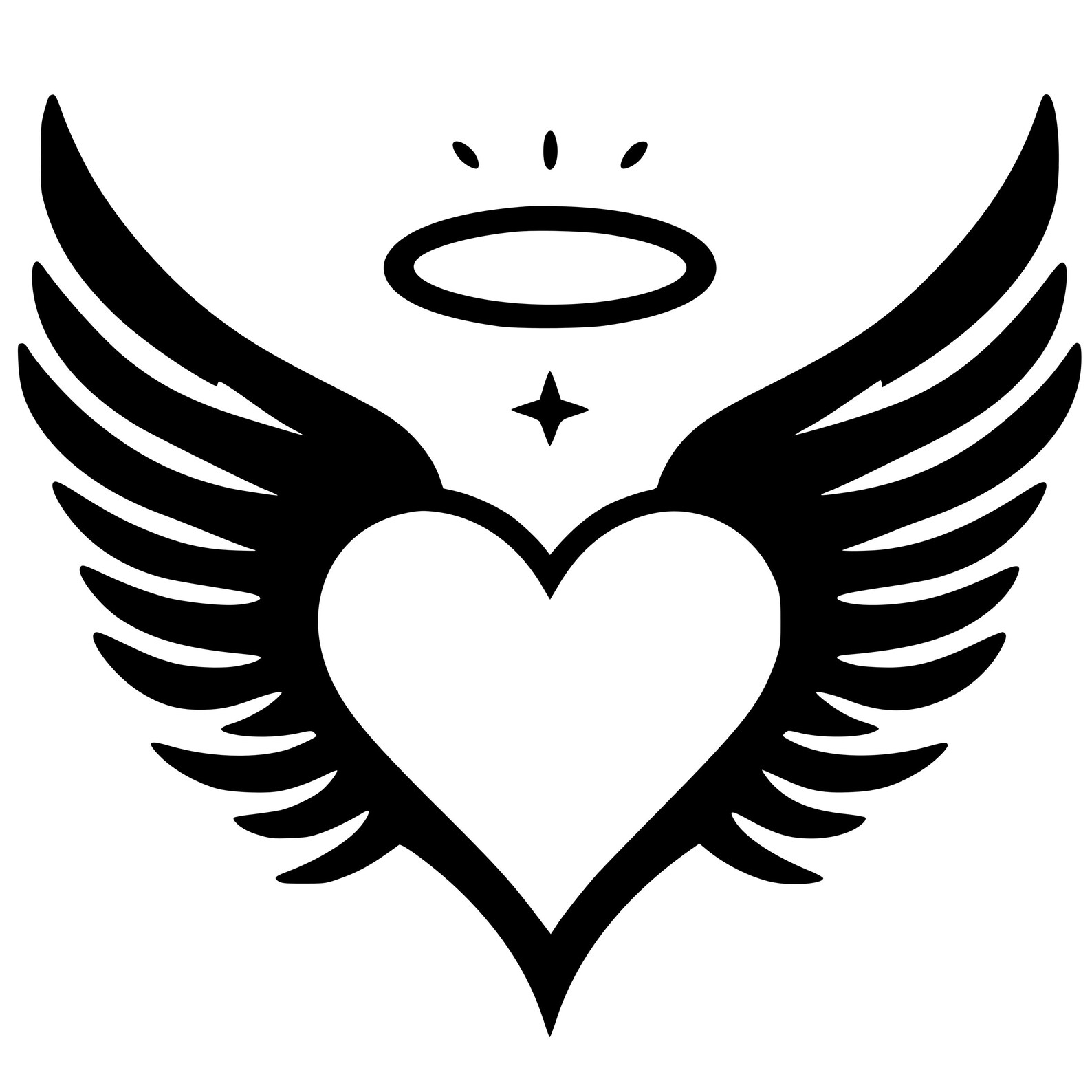 Angel Heart With Wings, Halo & Star Svg, Divine Love and Protection ...