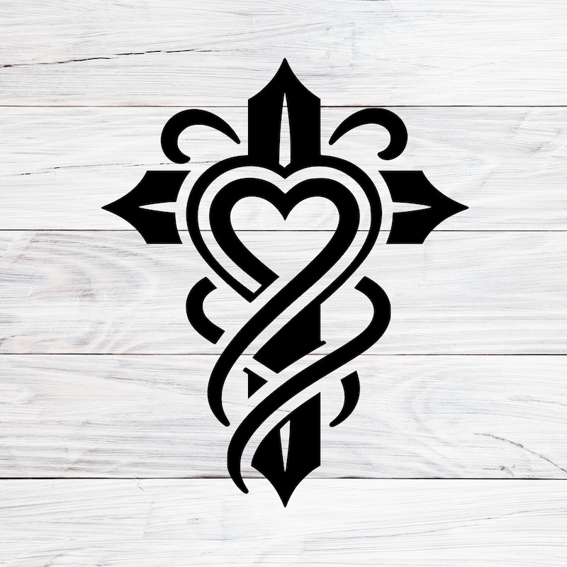 Heart With Cross Svg - Etsy