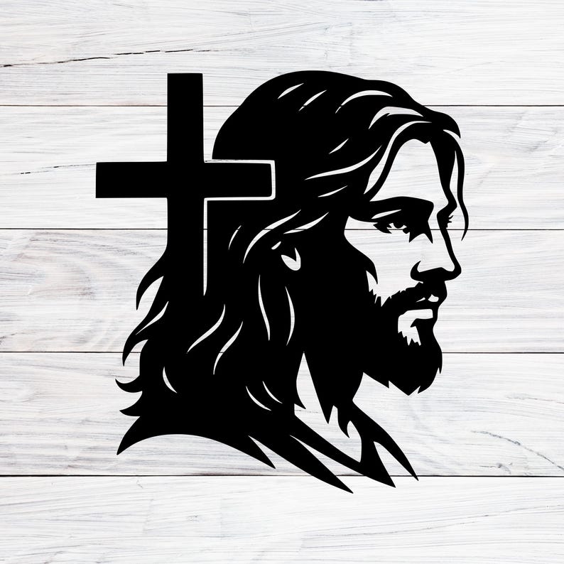 Jesus Profile With Cross SVG, PNG, JPG, Religious Christian Cut File ...