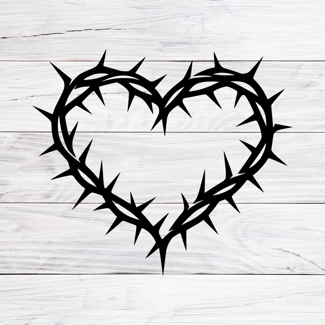 Crown of Thorns Heart Svg, Sacred Heart of Jesus Svg, Christian Symbol ...